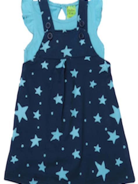 Buy Clothe Funn Girls Star Printed Cotton Pinafore Dress With Top