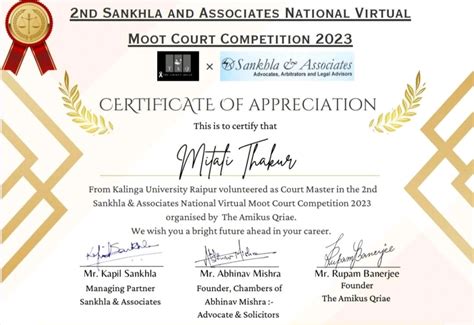 Mitali Thakur On Linkedin Volunteering Mootcourt Legalexcellence Gratitude Theamikusqriae