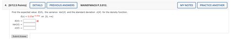 Solved Find The Expected Value Ex The Variance Varx And