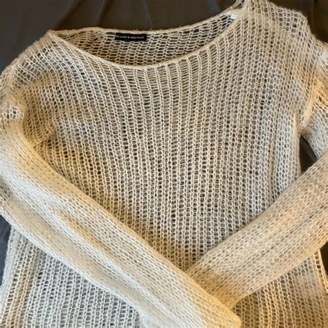 Brandy Melville White Sheer Sweater Brandy Depop