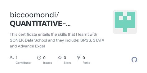 Github Biccoomondiquantitative Certificate This Certificate Entails