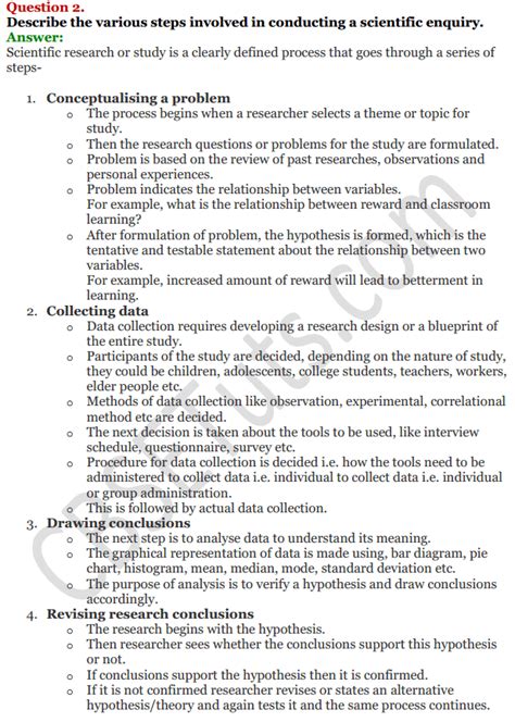 Methods Of Enquiry In Psychology Question Answer Class 11 Psychology