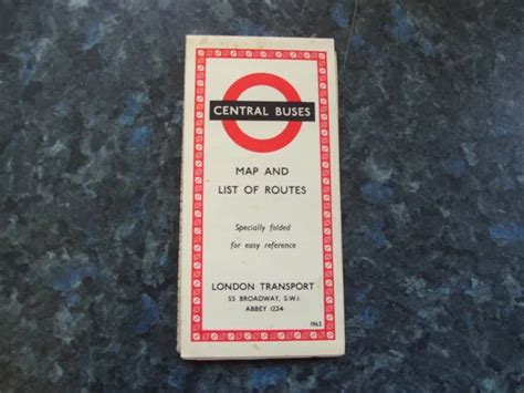 London Transport Central Buses Map And List Of Routes 1963 Used Con £4