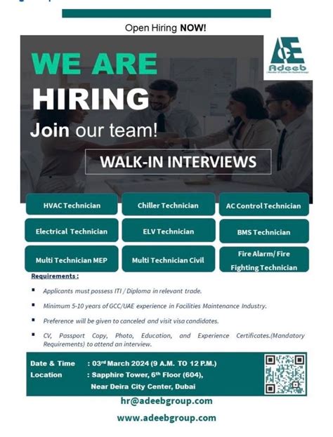 Adeeb Group Is Hiring Walk In Interviews To Join Our Team Kindly
