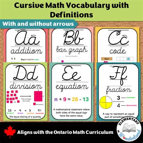 Cursive Math Alphabet Posters And Name Plates Colorful Classroom Decor