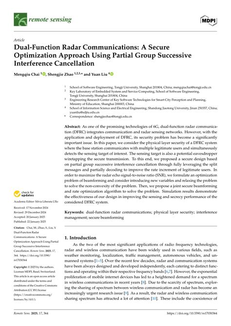 Pdf Dual Function Radar Communications A Secure Optimization Approach Using Partial Group