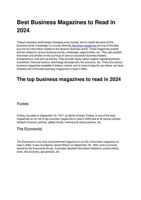 Ppt Best Business Magazines To Read In 2024 Powerpoint Presentation