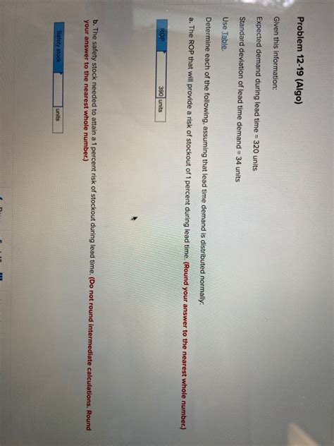 solved problem 12 19 algo given this information expected