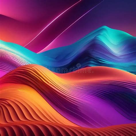 Colorful Abstract Waves Create A Vibrant Landscape At Sunset With Smooth Gradients And Dynamic