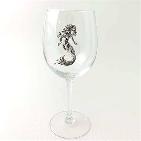 Wine Glass Mermaid Maurice Milleur Handcrafted Pewter Jewelry And