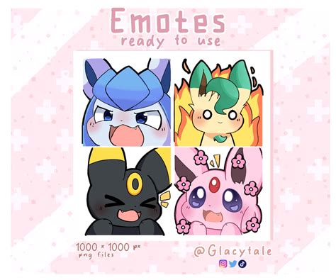 Eeveelution Premade Emote Set Discord Twitch Emotes Leafeon Glaceon