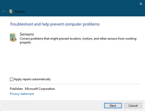 Sensors Troubleshooter Fix Sensor Motion Location Problems