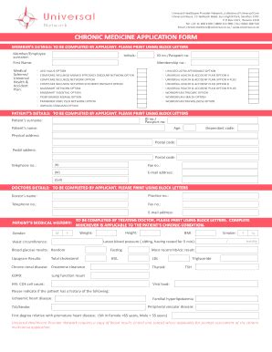 Umvuzo Health Chronic Application Forms Fill And Sign Printable