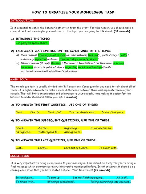 Monologue Structure Guide Pdf
