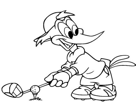 Omalovánka Woody Datel Hraje Golf K Vytisknutí Zdarma