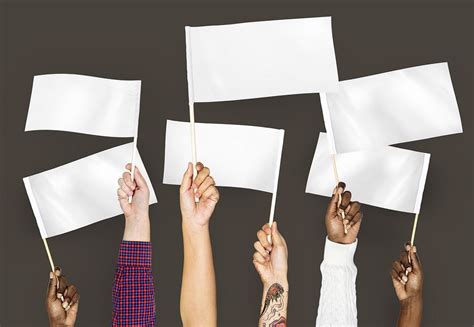 Hands Waving White Empty Flags Free Photo Rawpixel