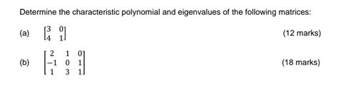 Solved Determine The Characteristic Polynomial And