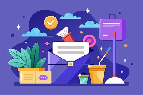 A Vibrant Flat Illustration Showing A Clean Inbox With Customizable Elements Such As A Checkmark