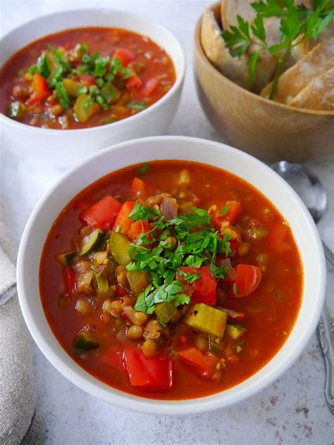 Easy Tomato Vegetable Soup With Harissa Lost In Food