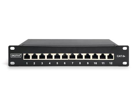 DIGITUS By ASSMANN Shop CAT 6A Patch Panel Shielded 12 Port 1HE 10 Black