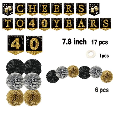 Buy 40th Birthday Decorations For Men 21pack Cheers To 40 Years