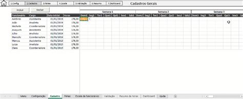 Planilha de escala de trabalho Excel Automática