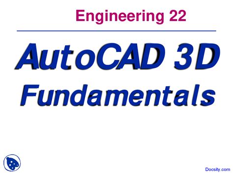 Autocad 3d Fundamentals Engineering Design Graphics Lecture Slides