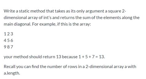 Solved Write A Static Method That Takes As Its Only Argument