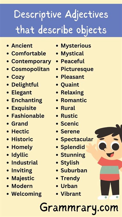 List Of Descriptive Adjectives That Describe Objects Parts Of Speech