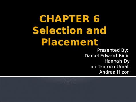 Pptx Chapter 6 Selection And Placement Dokumentips
