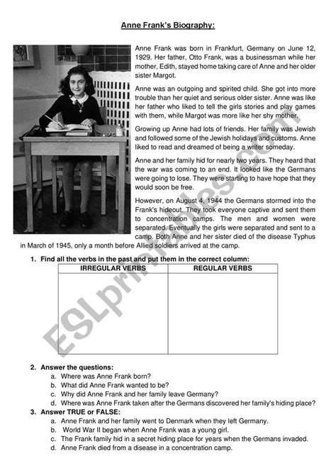 Diary Of Anne Frank Worksheets 35 Printable Pdf Template