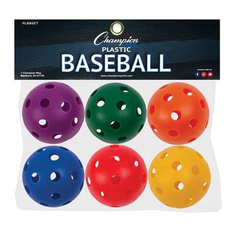 Plastic Baseballs Set Of 6 Chsplbbset Champion Sports Balls