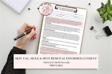 Skin Tag Removal Consent Form Shesbackatit Printable Spa Salon And