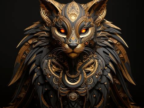 Premium Ai Image 2d Gold Line Drawing Egyptian Sphinx With Gold Wings Completely Gold Lines