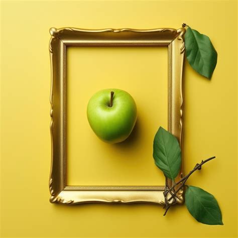 Premium Photo Gold Frame On A Honeydew Color Wall Or Background