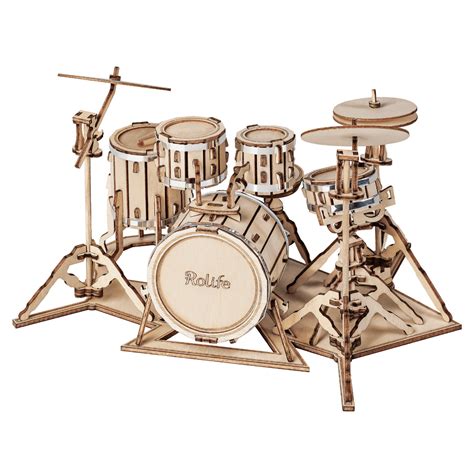 Robotime 3d Houten Puzzel Muziekinstrument Drumstel