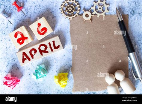 April 26th Day 26 Of Month Cube Calendar With Date Empty Frame On