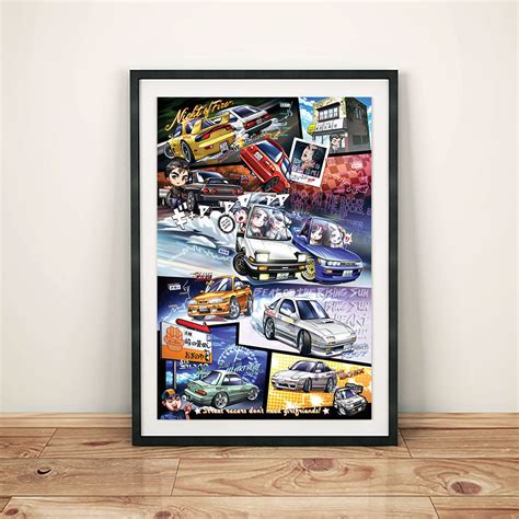 Initial D Stage 1 Chibi Car Poster Print First Stage Yanimatorart