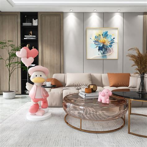 现代精致可爱客厅 棕榈树设计效果图 居然设计家