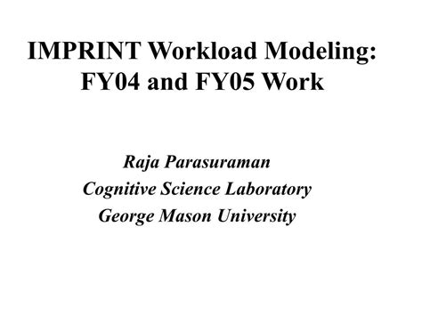 Ppt Imprint Workload Modeling Fy04 And Fy05 Work Powerpoint