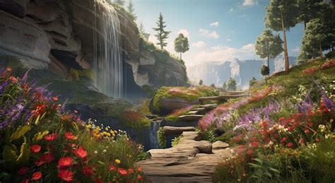 Premium AI Image An Illustration Hyper Detailed Natural Waterfall Ai