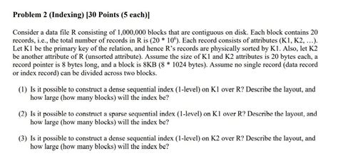 Solved Problem 2 Indexing 30 Points 5 Each Consider A