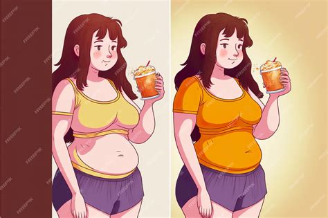 Premium Photo Girl Before And After A Diet Flat Illustration