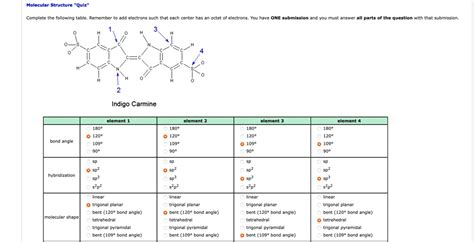 Molecular Structurequiz Complete The Following Table Remember To Add