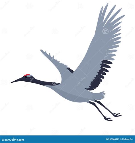 Vector Illustration Of Flying Crane Bird Stock Vector Illustration Of