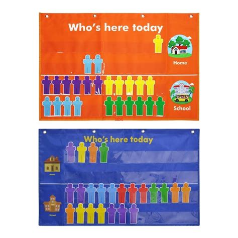 Seng Classroom Attendance Pocket Chart For Teacher 81×48cm Who Is Here