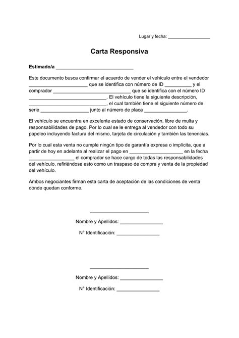 ᐅ Carta Responsiva Para Venta De Auto Ejemplos ️