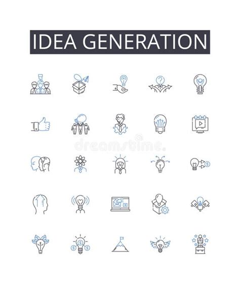 Idea Generation Line Icons Collection Brainstorming Session Conceptualization Creation
