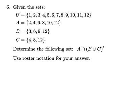 Solved 5 Given The Sets Chegg