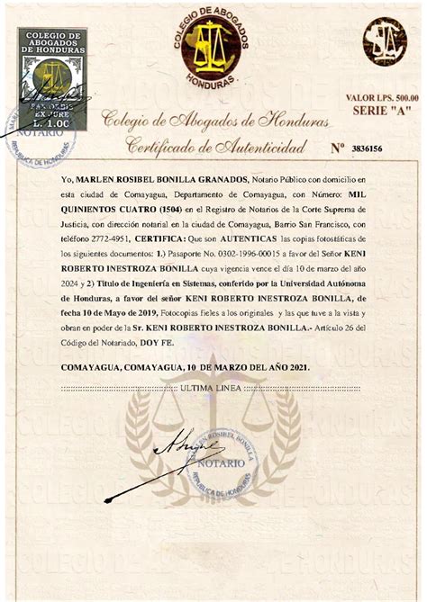 Formato De Carta Poder Tramites Administrativos Honduras Formato De